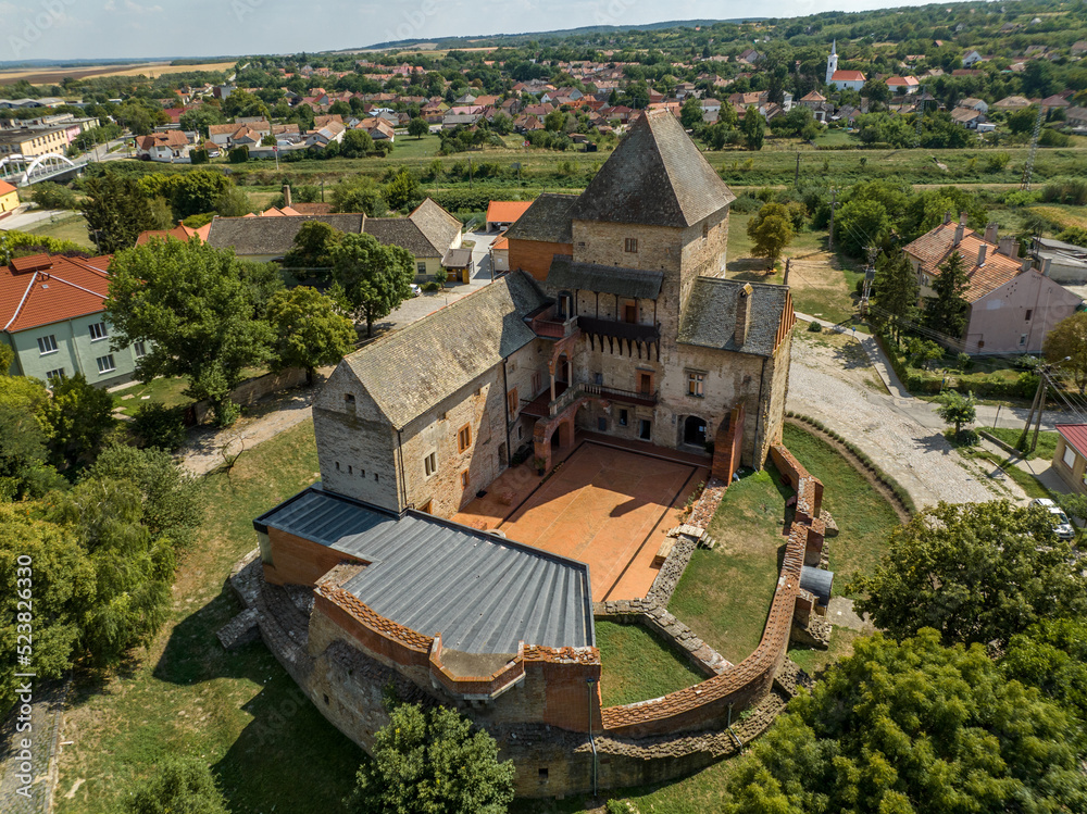 Hungary - Aerial view of Simontornya castle in Tolna county, gothic ...