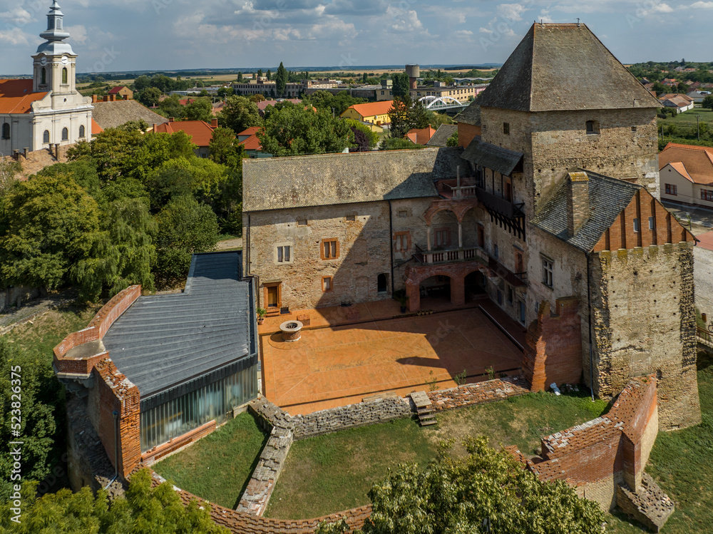 Hungary - Aerial view of Simontornya castle in Tolna county, gothic ...