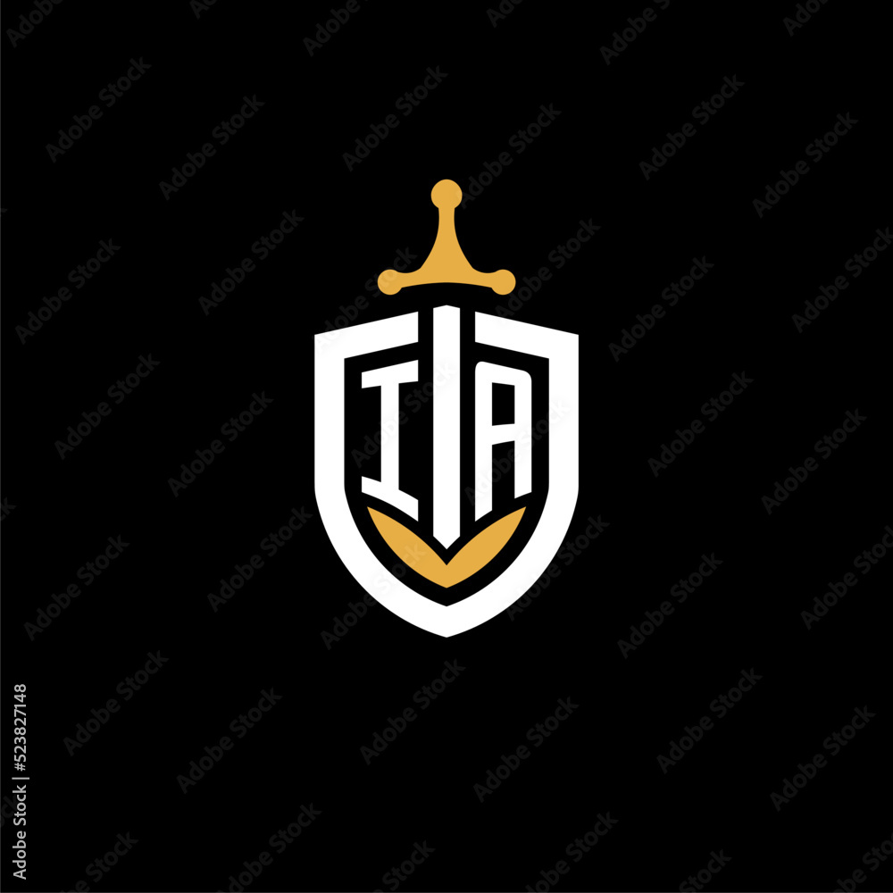 Creative letter IA logo gaming esport with shield and sword design ...