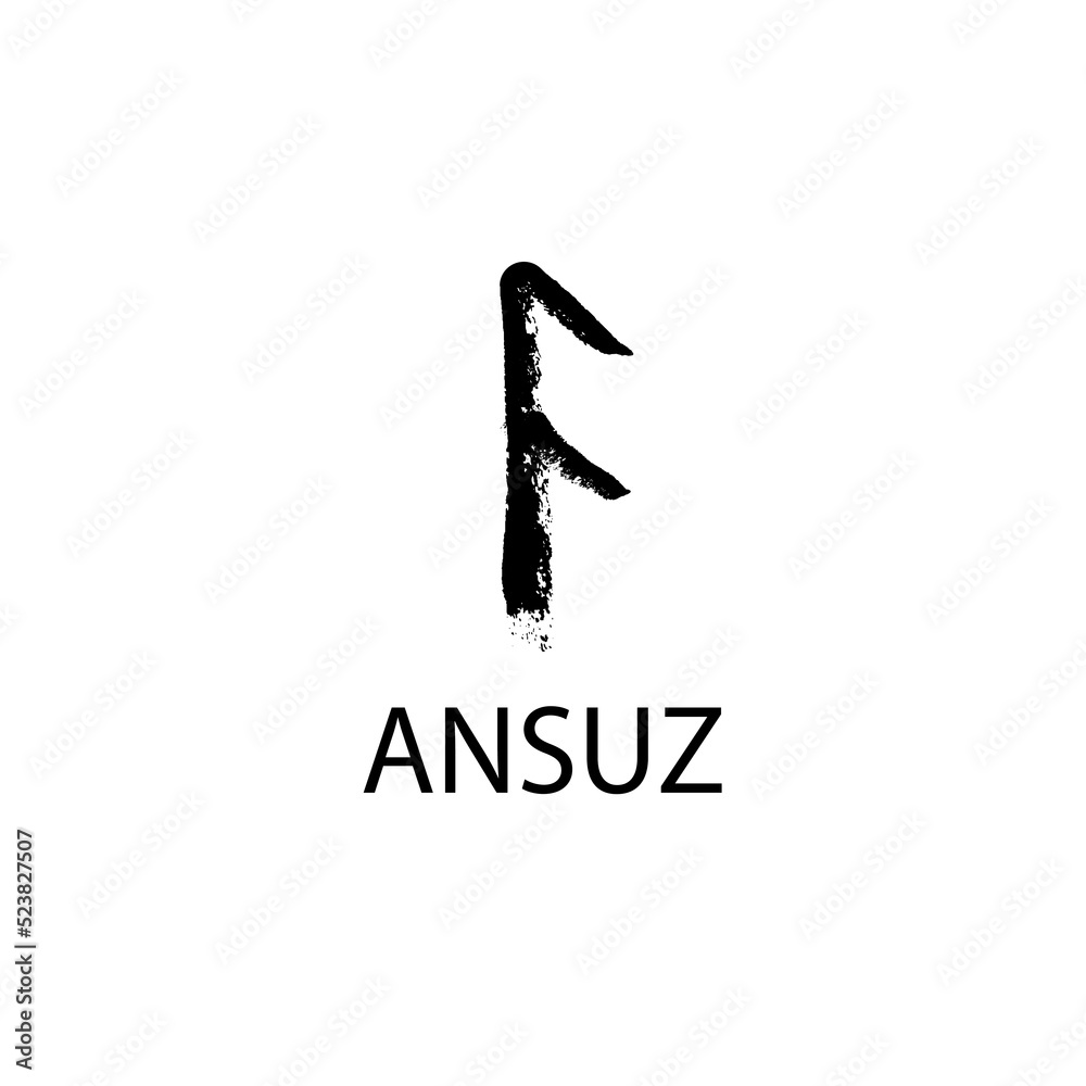 Vetor de Rune Ansuz. Hand drawn wax chalk, texture glyphs. do Stock ...