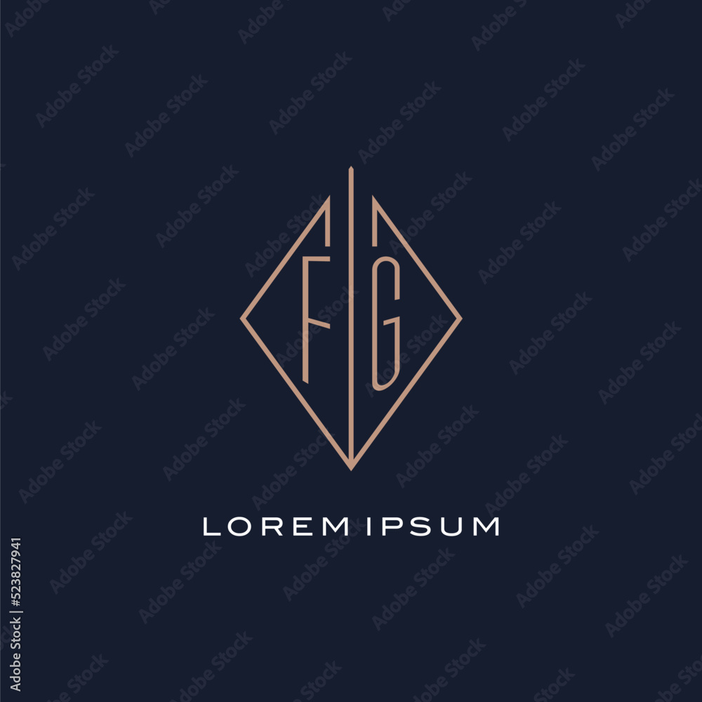Monogram FG logo with diamond rhombus style, Luxury modern logo design ...