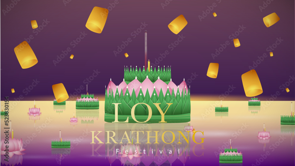 Loy Krathong festival design , Beautifully made two-tiered large ...