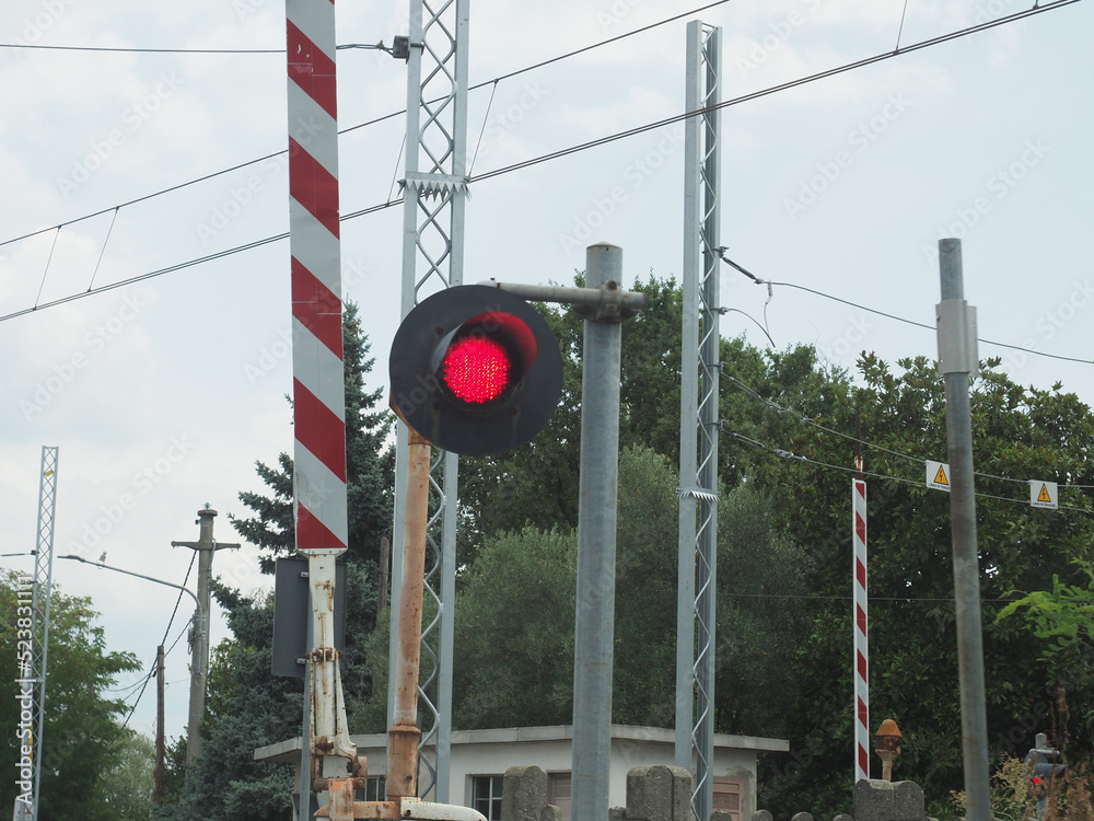 rail level crossing Stock Photo | Adobe Stock