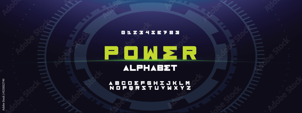 POWER Abstract minimal modern alphabet fonts for logo. Typography ...