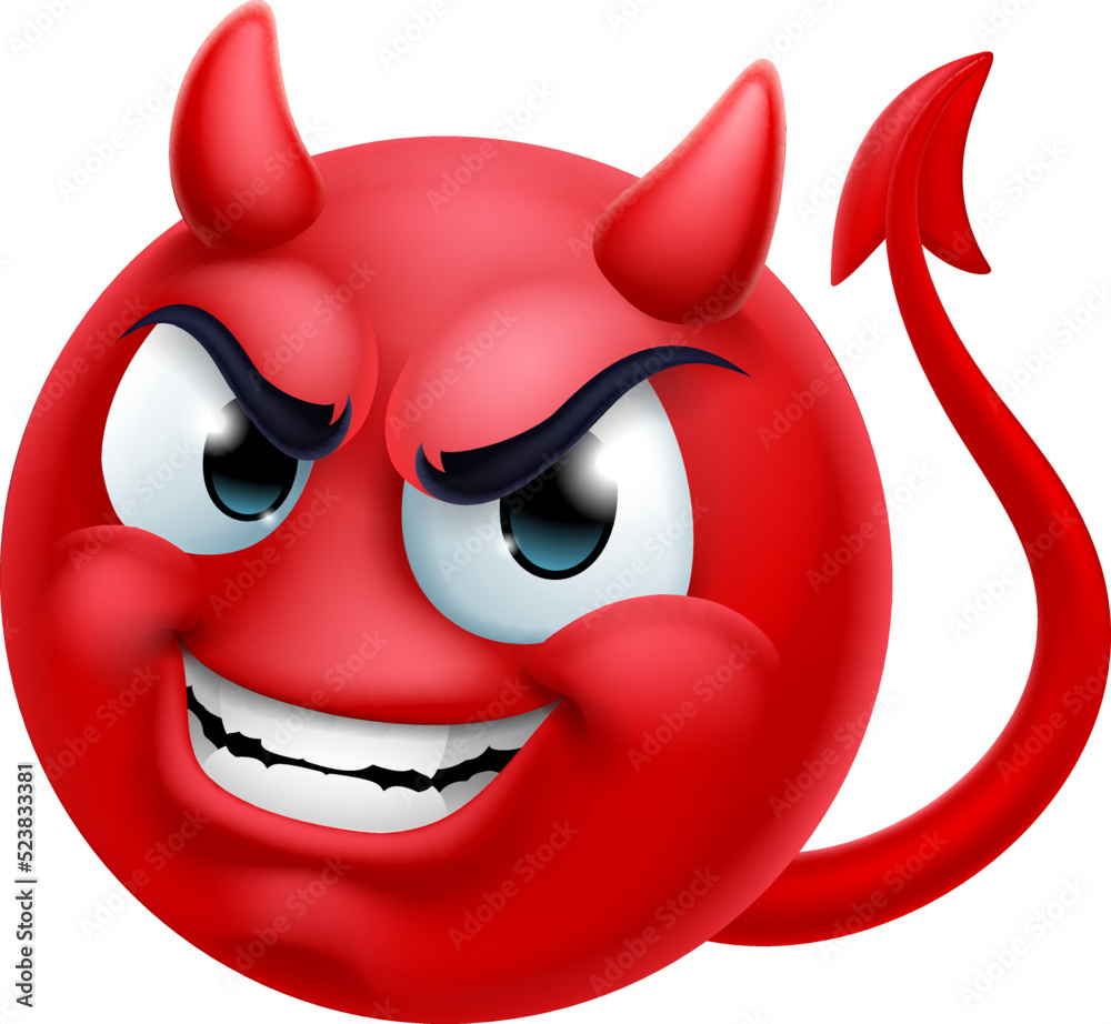 Devil Emoji Emoticon Man Face Cartoon Icon Mascot Stock Vector | Adobe ...