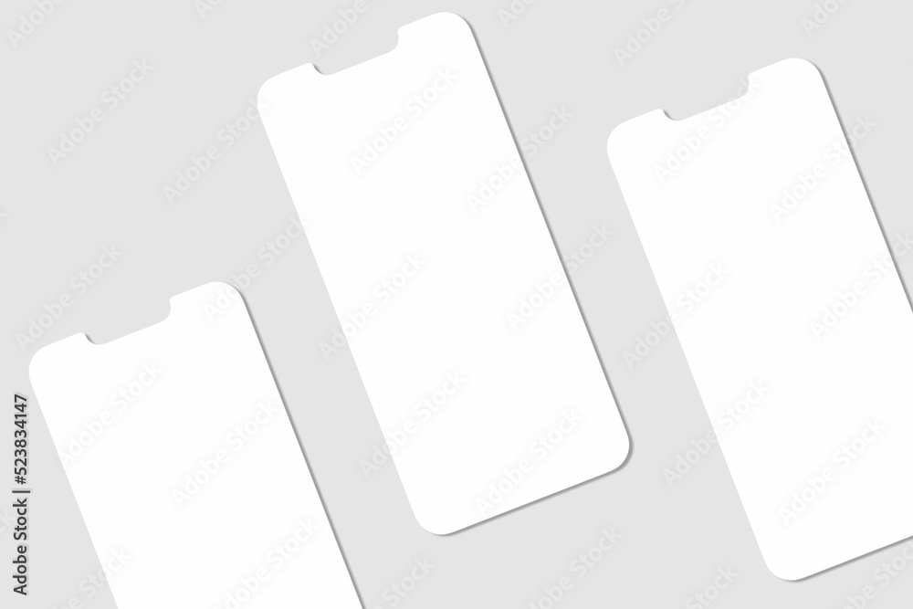 Realistic blank phone screen illustration for mockup. UI UX app ...