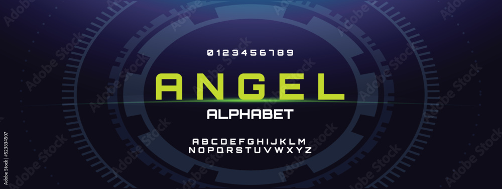 Vetor de ANGEL Modern Bold Font. Regular Italic Number Typography urban ...