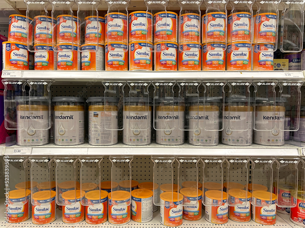 Alameda, CA - July 24, 2022: Grocery store shelf with cans of Similac ...