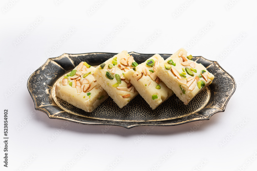 Milk powder barfi also known as Mava burfi, white Khoya burfi or Barfee ...