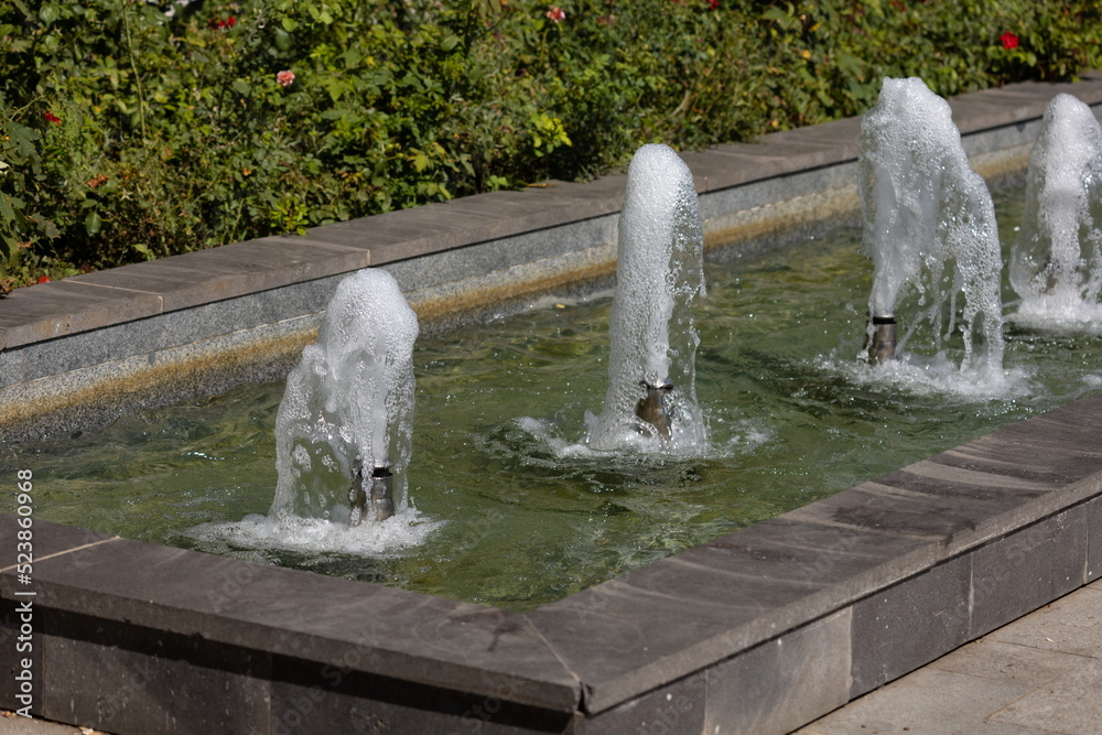 Elements of architectural decorations, fountains and taps for drinking ...