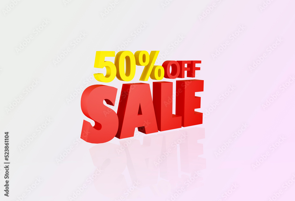 3d tag of discount 50 percent off and sale. 50 percent discount offer ...