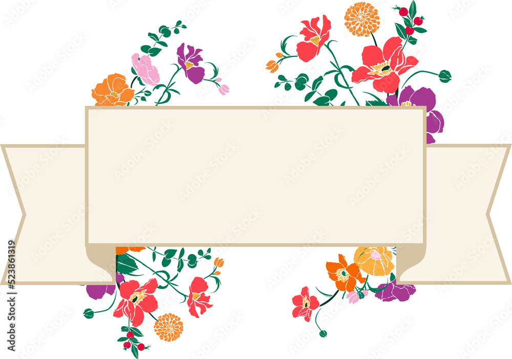 Ribbon banners ,Ribbon floral frame Stock Illustration | Adobe Stock