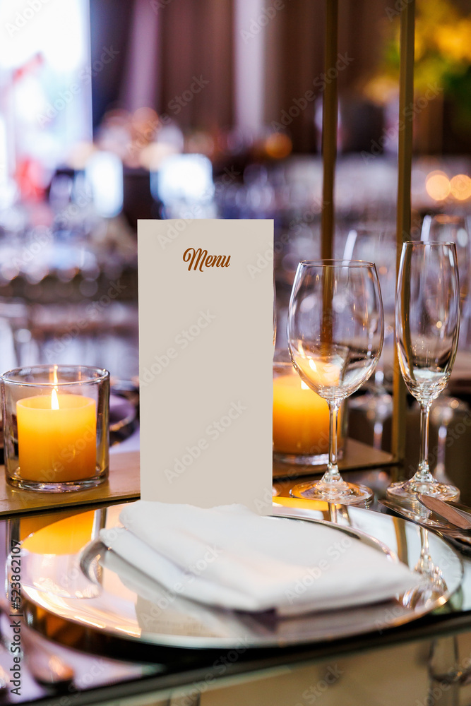 Menu Cardápio em branco Jantar Chique Stock Photo | Adobe Stock