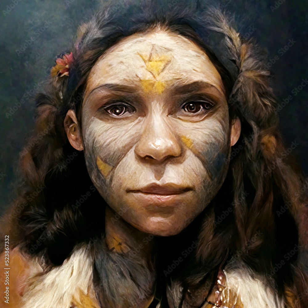 portrait of neanderthal woman Stock Illustration | Adobe Stock