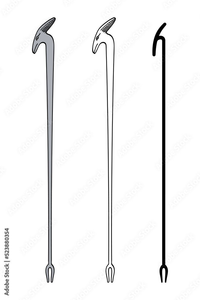 Was sceptre symbol of ancient Egyptian religion. Stylized animal head ...