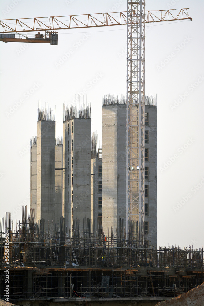 Giza, Egypt, June 6 2022: A construction site of new high rise in Egypt ...