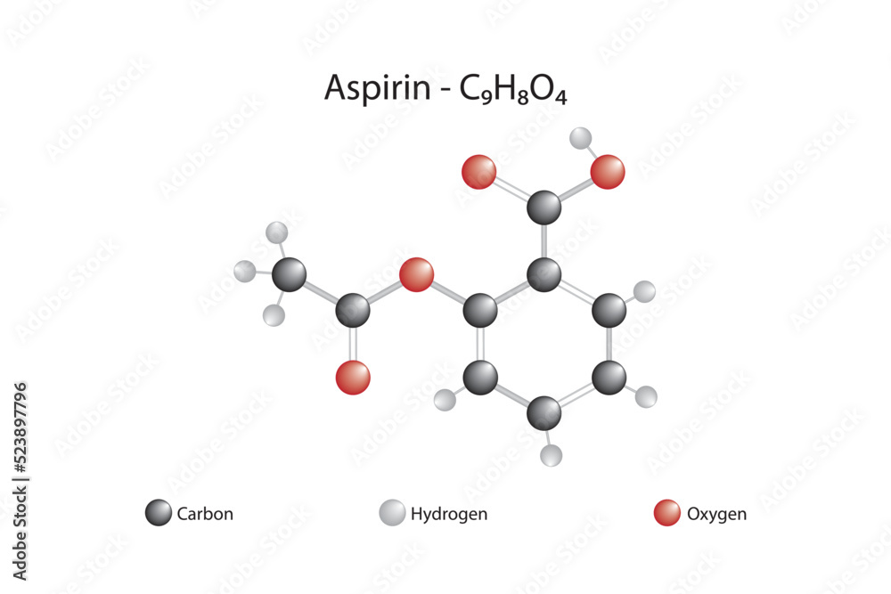 Molecular formula and chemical structure of aspirin Stock Vector ...