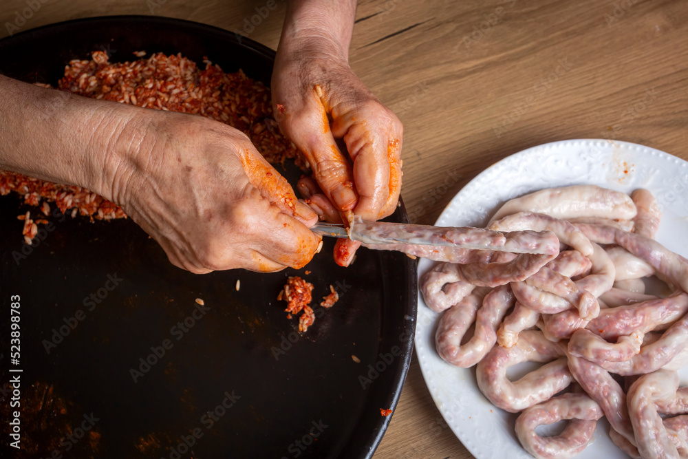 Traditional delicious Turkish cuisine, Middle Eastern dishes, offal ...