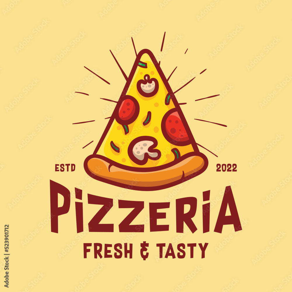 slice pizza logo with light background, cute and premium design ...