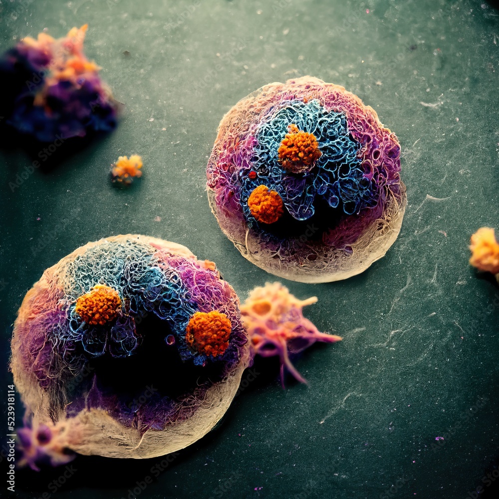 Cancer cells and cancerous malignant cell tumour growth in a human body ...