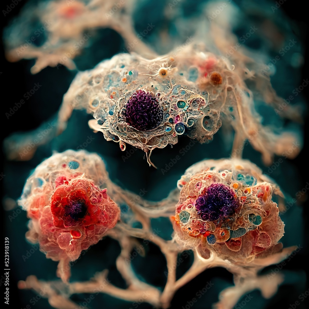 Cancer cells and cancerous malignant cell tumour growth in a human body ...