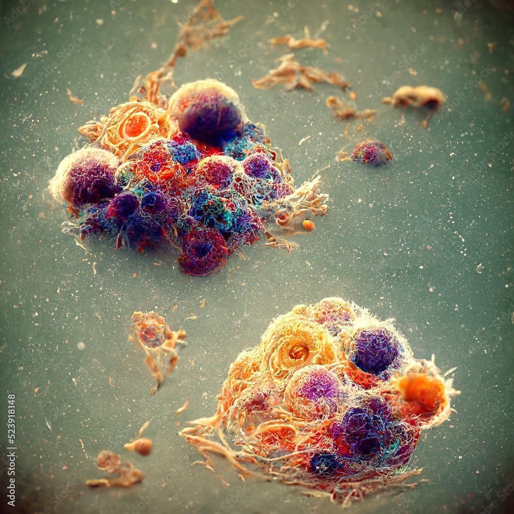 Cancer cells and cancerous malignant cell tumour growth in a human body ...