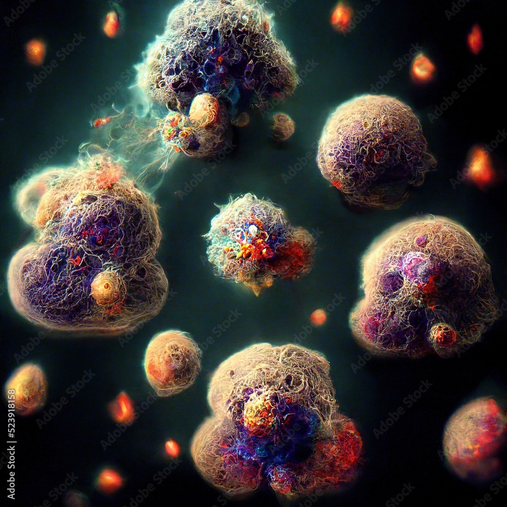 Cancer cells dividing malignant tumor cancerous cell spread in a human ...