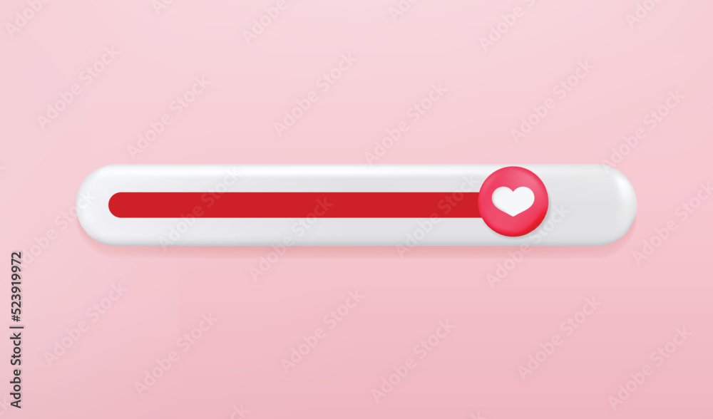 3d love bar scale with heart button isolated. Scale rating with love ...
