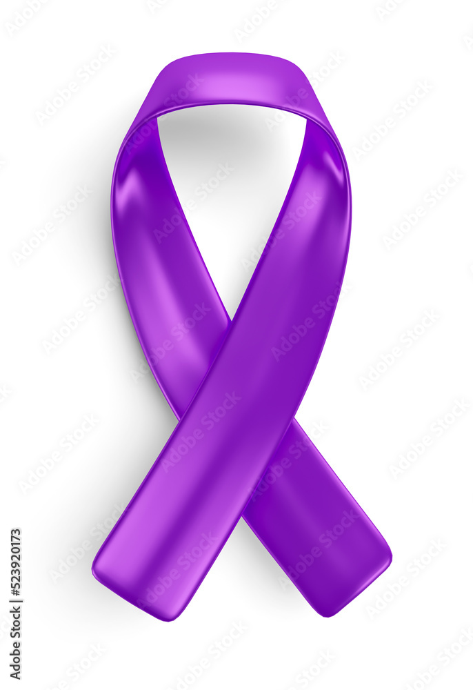 Purple awareness ribbon in 3d render realistic Stock Illustration ...
