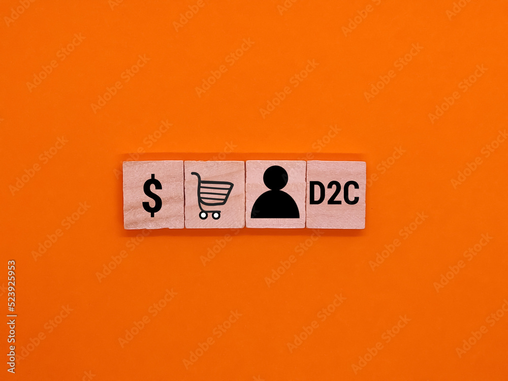 Symbolic icons meet the concept of Direct to Consumer D2D orange ...