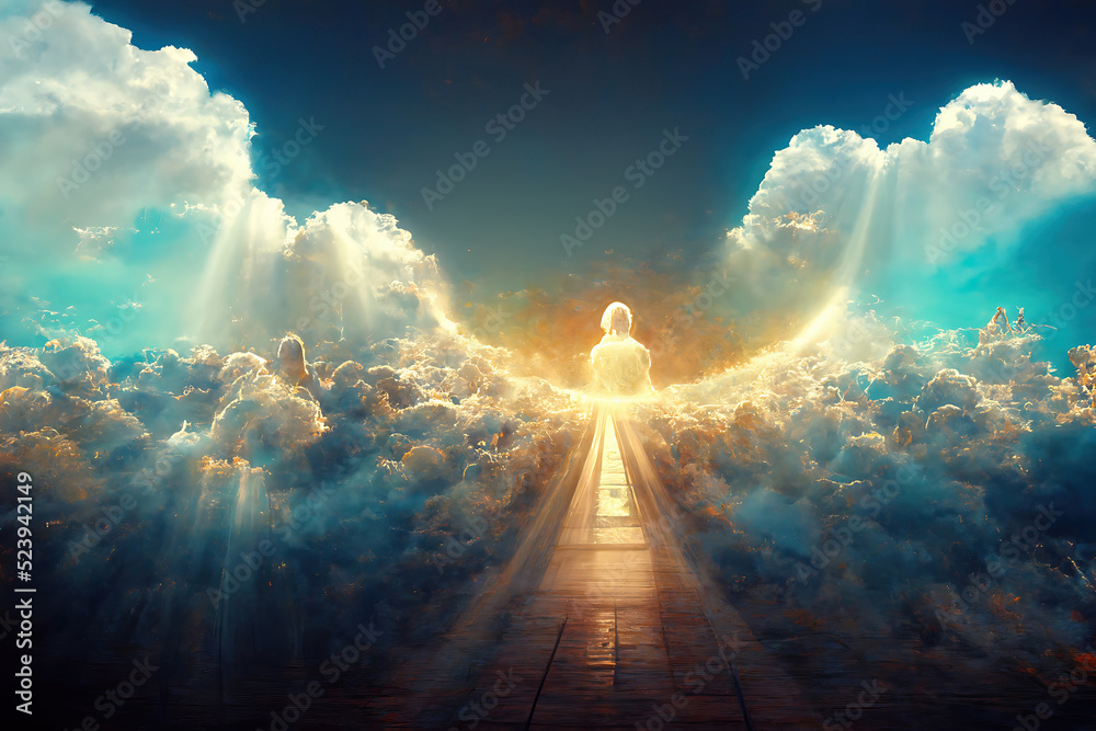 Finding God in paradise, symbol of Christianity. Concept generated in ...