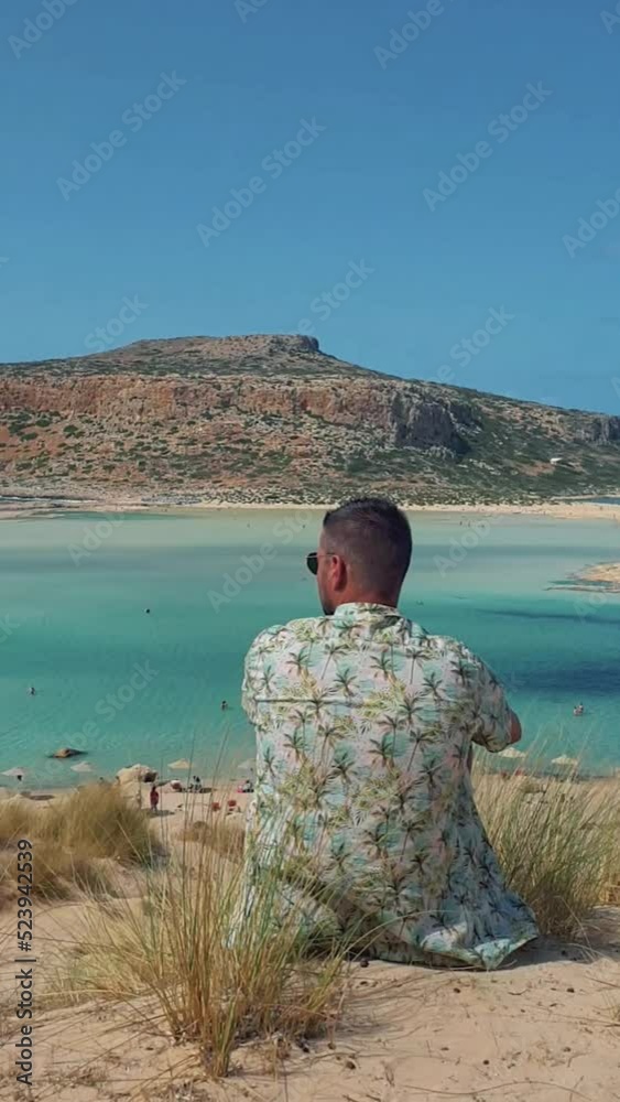 Crete Greece, Balos lagoon on Crete island, Greece. Tourists relax and ...