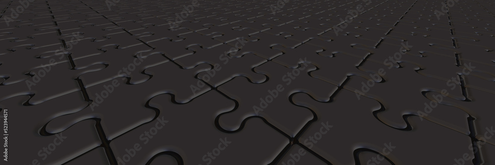 Dark background of puzzle elements. Background with puzzle elements. 3D ...