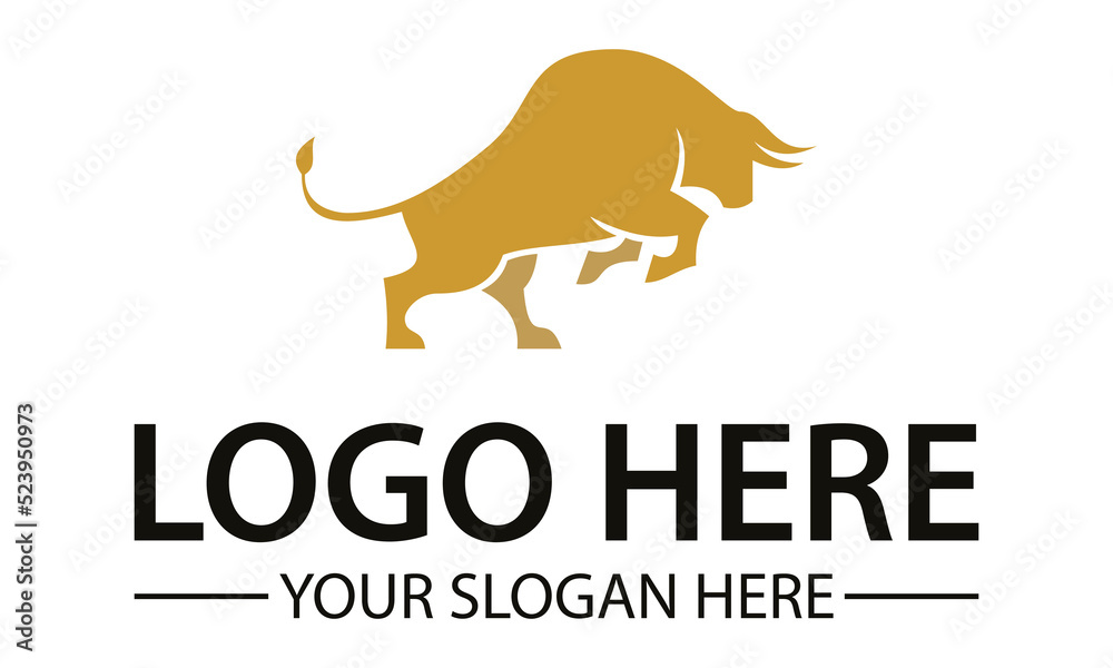 Luxury Gold Color Angry Bull Logo Design Stock Vector | Adobe Stock