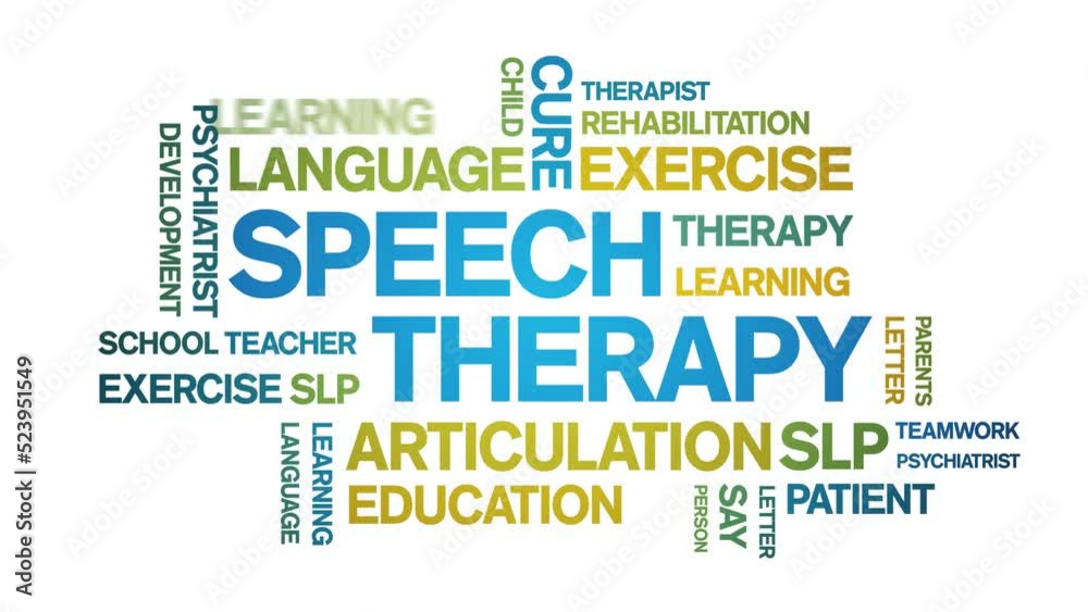 Speech Therapy animated tag word cloud;text design animation kinetic ...