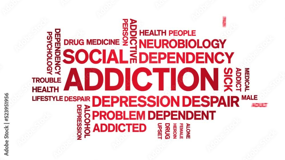 Addiction animated tag word cloud;text design animation kinetic ...