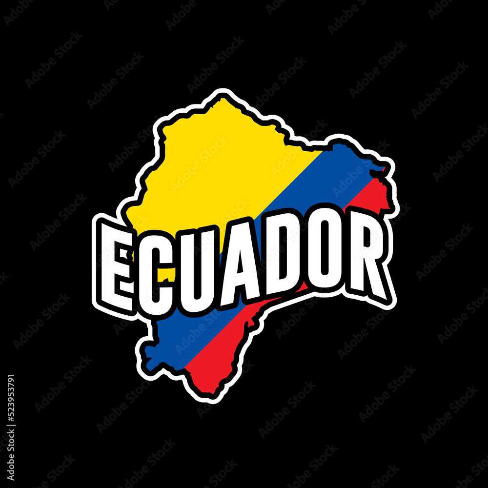 Ecuador vector map silhouette illustration isolated on black background ...