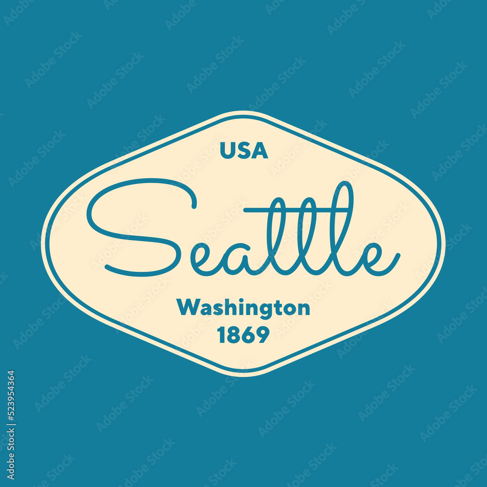 Vintage Seattle, Washington Sticker. Vintage and typography design in ...