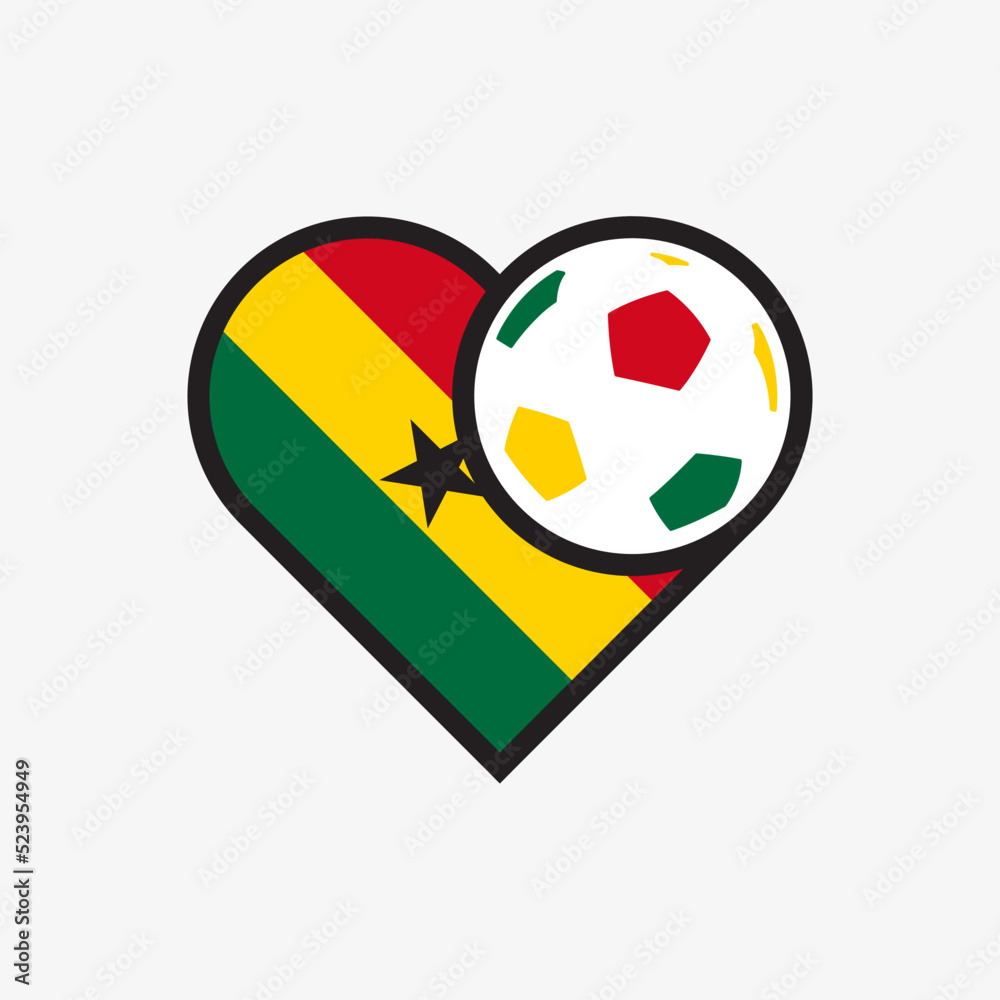 Logo sticker love Ghana national football team. Souvenir print vector ...