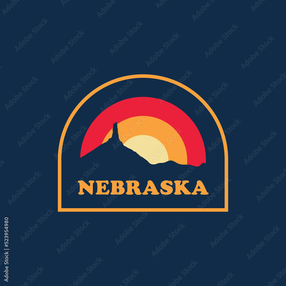 Nebraska sun vintage logo vector concept, icon, element, sticker, badge ...