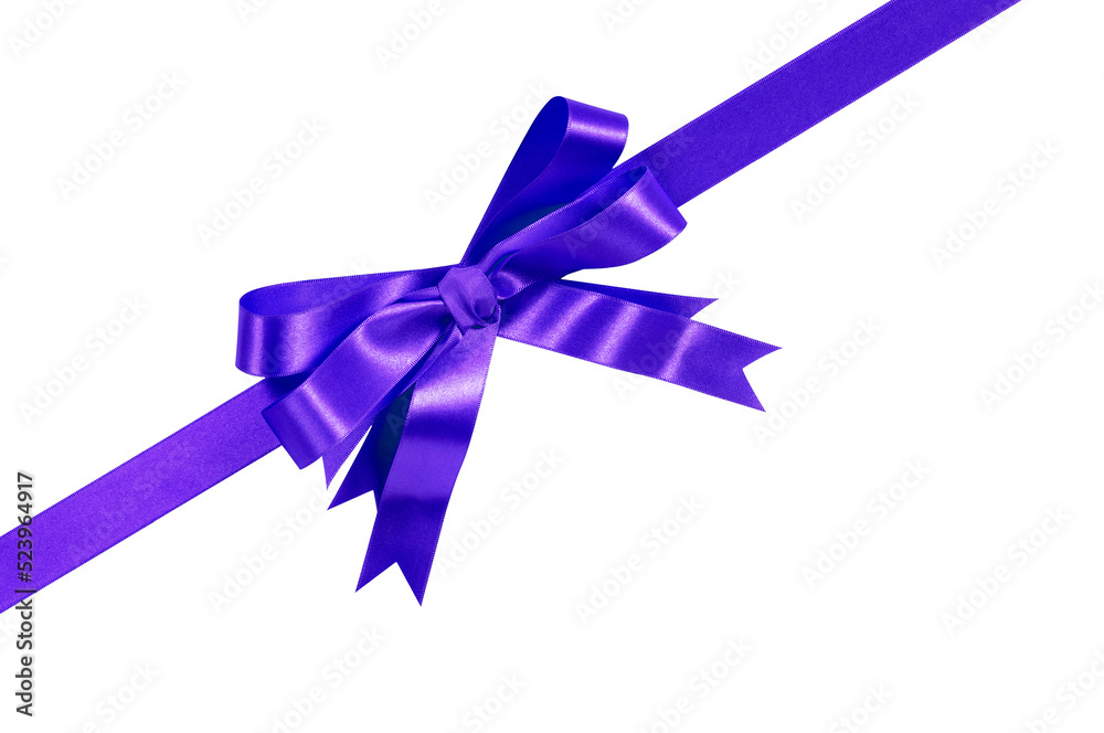 Purple blue ribbon bow diagonal isolated transparent background photo ...