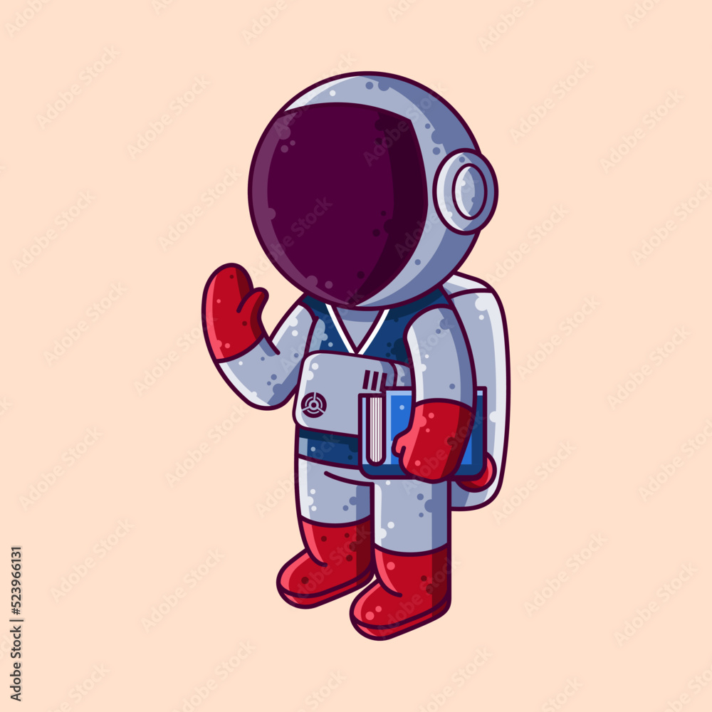 Cute Astronaut Student Holding Book Cartoon Vector Illustration ...