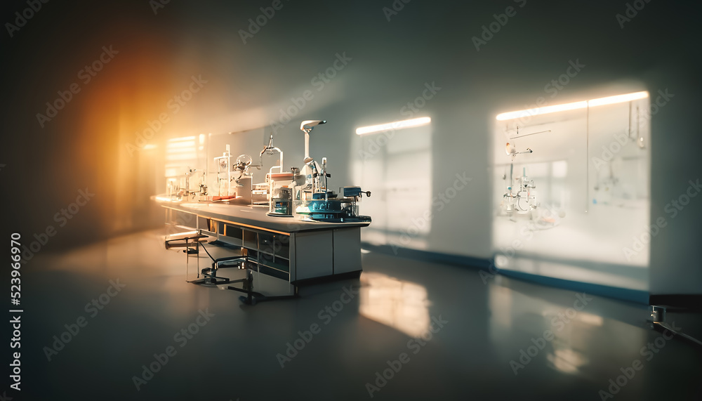 Sci-fi scene of chemical laboratory background, 3D Illustration Image ...