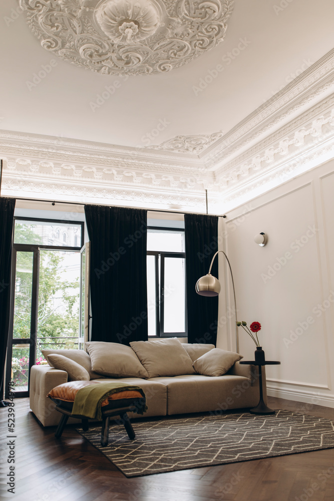 an example of a living room interior in a neo-classical style with ...