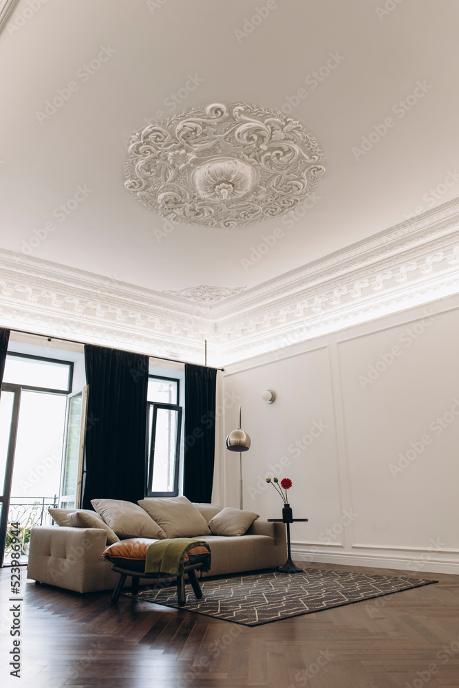 an example of a living room interior in a neo-classical style with ...