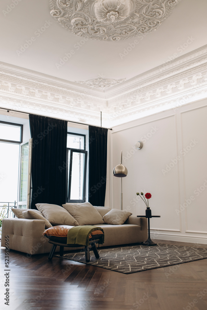 an example of a living room interior in a neo-classical style with ...