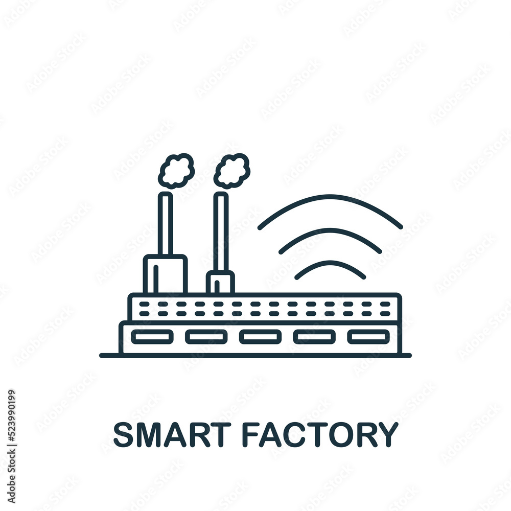 Smart Factory icon. Line simple Industry 4.0 icon for templates, web ...