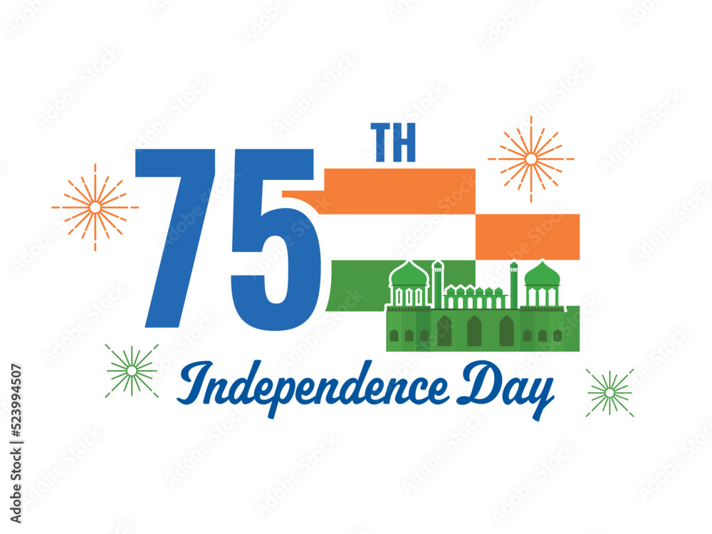 75th Indian Independence Day Concept With Indian National Flag, Red ...