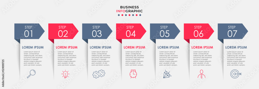 Business Infographic design template Vector with icons and 7 options or ...