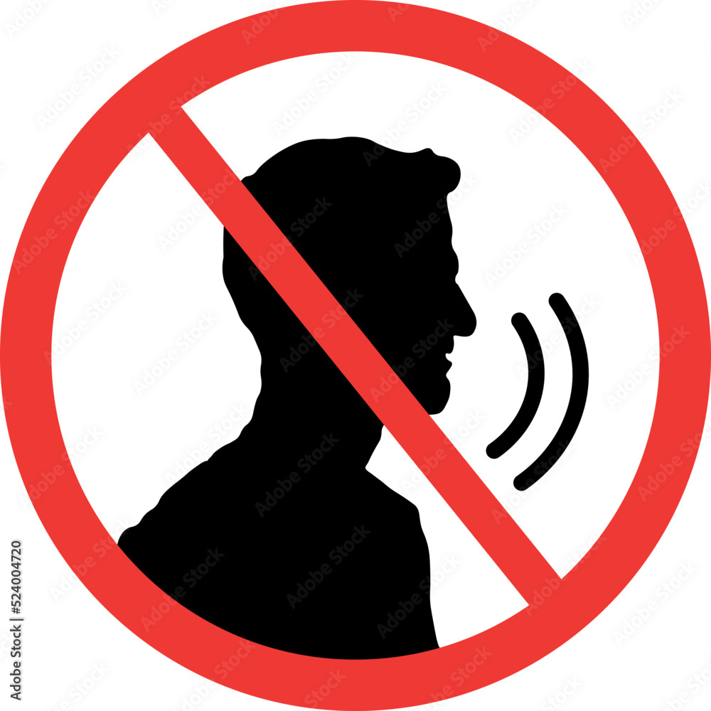 stop talking sign. Be quiet symbol. Head talking. Silhouette of a head ...